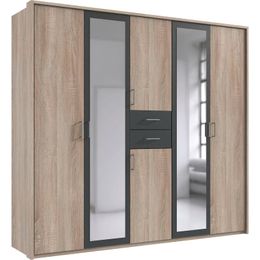 wimex Kleiderschrank &raquo;Diver Dreht&uuml;renschrank mit Spiegel, in der Breite: 225cm&laquo; Bestseller Schlafzimmerschrank wahlweise 3 Innenausstattungen grau B/H/T: 