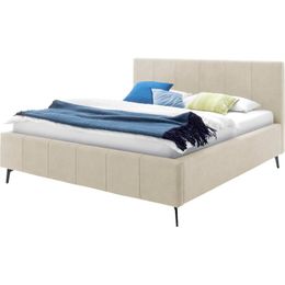 Meise M&ouml;bel meise.m&ouml;bel Stauraumbett &raquo;Lizzano&laquo; inkl. Lattenrost und Bettkasten beige Liegefl&auml;che L&auml;nge B: 200cm x 180cm, Webstoff, H&ouml;he Bettseite: 50cm, 7-Zonen-