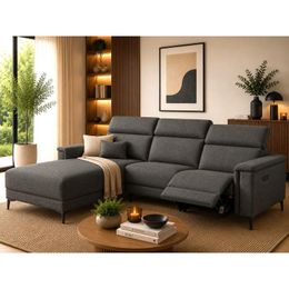 OTTO home Ecksofa &raquo;LUND, Struktur-Bezug, L-Form, 261cm, man. /elektr. Relaxfunktion&laquo; auch mit USB A/C-Anschluss sowie Kopfteilverstellung grau 