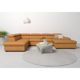 OTTO home Wohnlandschaft &raquo;Alberto U-Form&laquo; mit Kopfteilverstellung, wahlweise mit Schlaffunktion gelb Luxus-Microfaser in Lederoptik (100% Polyester);