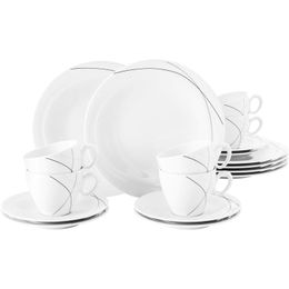 Seltmann Weiden Kaffeeservice &raquo;Geschirr-Set, Service Trio Highline&laquo; Teller, Tassen, Untertassen, Made in Germany, 18 Teile, f&uuml;r 6 Personen schwarz Porzellan 18 Stk.