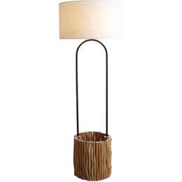 Salesfever Stehlampe &raquo;Branches&laquo; E27 1 Stk. handgefertigt, mit Pflanzenkorb beige 1, &Oslash; 55cm H: 155cm, 1 Stk.