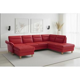 Sit & More sit&more Wohnlandschaft &raquo;Pamela, U-Form, B: 292 cm, Leder&laquo; B/H/T: 292cm x 90cm x 212cm, NaturLEDER , Ottomane rechts, ohne Bett,ohne Bettkasten,ohne 