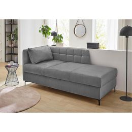 Jockenh&ouml;fer Recamiere &raquo;Marlin, B: 207 cm, Liegefl. 91x201 cm&laquo; Studioliege mit verstellbarem Kopf- und Fu&szlig;teil, Bettkasten grau Samtoptik (100% Polyester), 