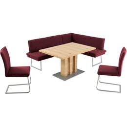 K+w Komfort & Wohnen K+W Komfort & Wohnen Essgruppe &raquo;Santos III&laquo; 4 Stk. tlg. gepolsterte Eckbank und St&uuml;hle, langer Schenkel rechts oder links rot B/H/T: 205cm x 86cm x 