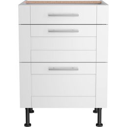 KOCHSTATION Unterschrank &raquo;KS-Ahus&laquo; Breite 60 cm wei&szlig; wei&szlig;, B/H/T: 60cm x 87cm x 58,4cm, Schubladen: 3 Stk.