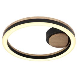 Globo LIGHTING LED Deckenleuchte &raquo;BEATRIX&laquo; LED-Modul Warmwei&szlig; Deckenlampe/Wohnzimmer/Schlafzimmer/modern/Holz schwarz Einheitsgr&ouml;&szlig;e