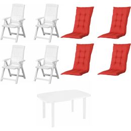 ProGarden Garten-Essgruppe &raquo;Tampa + Faro&laquo; Set, 9 tlg. bestehend aus 4 Sessel, 4 Auflagen und 1 Tisch Baumwollmix, Polypropylen B/H/T: 85cm x 137cm x 109cm, 