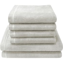 Dyckhoff Handtuch Set &raquo;Landscape&laquo; Set 6 Stk. Walkfrottier 4 Handt&uuml;cher (50x100cm), 2 Duscht&uuml;cher (70x140cm) silber Walkfrottier, Obermaterial: 100% Baumwolle 6
