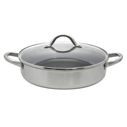 ELO PREMIUM Servierpfanne &raquo;Relief Evolution Servierpfanne&laquo; Edelstahl 18/10 2 tlg. tlg. durchgehender Aluminium-Kern, au&szlig;en magnetischer Edelstahl silber &Oslash; 28cm + 