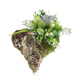 OTTO home Kunstblume &raquo;Kunstblumen-Gesteck mit Gedenk-Herz in Herz-Pflanzschale&laquo; Dekoratives Herzgesteck mit Tannenzapfen und Kunstgr&uuml;n in Naturoptik 