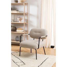 ACTONA GROUP Loungesessel &raquo;Dillon Polstersessel, Armlehne,&laquo; Loungestuhl, beiger Stoff, schwarze Stahlbeine, Sitzh&ouml;he: 46,5 cm beige 100% Polyester 