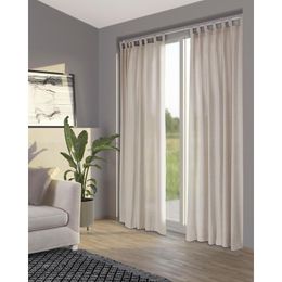 Primera Vorhang &raquo;Stone-Washed&laquo; Schlaufen 1 Stk. tlg. einzigartige Waschung mit praktischen Stoffschlaufen zum Aufh&auml;ngen beige Organza, Baumwolle 250cm, 