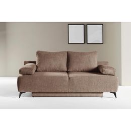 WERK2 Schlafsofa &raquo;Viktoria mit Komfortsitz- und Liegeh&ouml;he, Breite 200cm,&laquo; bequemes 2-Sitzer Schlafcouch mit Bettkasten beige 95% Polyester, 5% 