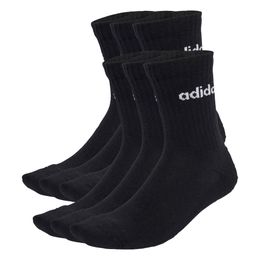 ADIDAS SPORTSWEAR Athletic Socks 'Linear Crew Cushioned 6 Pair Pack' female size 46/48 Black / White