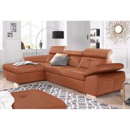 exxpo - sofa fashion Ecksofa &raquo;Spring, super bequem, mit Armteil- und Kopfteilfunktion&laquo; L-Form, wahlweise mit Bettfunktion und Bettkasten braun Luxus-