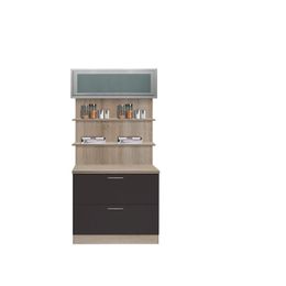 Optifit K&uuml;chenbuffet &raquo;Kalmar&laquo;, Breite 100 cm grau Eiche-hell s&auml;gerau, B/H/T: 100cm x 207cm x 60cm, Schubladen: 2 Stk.