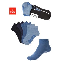 Bench. Herren Kurzsocken &raquo;Herren Kurzsocken, Halbhohe Basic Socken&laquo; Federtasche, 7 Stk. tlg. in ansprechendem M&auml;ppchen mit Rei&szlig;verschluss blau 39-42
