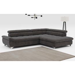 COTTA Ecksofa &raquo;Gemini L-Form, B: 312 cm&laquo; mit Kopfteilverstellung, optional Schlaffunktion braun B/H/T: 312cm x 234cm, Struktur fein, Ottomane rechts, 