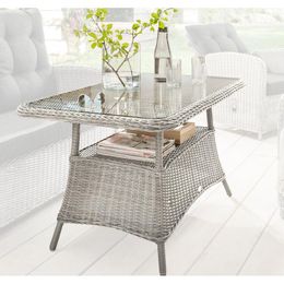 Destiny Gartentisch &raquo;CASA MERANO&laquo; (120x66x77cm), Aluminium, Polyrattan wei&szlig; B/H/T: 120cm x 66cm x 77cm