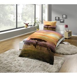 Kinzler Bettw&auml;sche &raquo;Fotodruck-Bettw&auml;sche "Savanne"&laquo; 2 Stk. pflegeleicht bunt Microfaser, Obermaterial: 100% Polyester B/L: 135cm x 200cm, 1 Stk., 1 