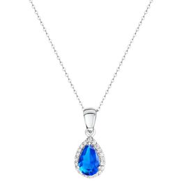 Firetti Damen Kette mit Anh&auml;nger &raquo;Schmuck Geschenk Silber 925 Halsschmuck Halskette Ankerkette Tropfen&laquo; mit Glasstein, Zirkonia (synth.) blau Silber 
