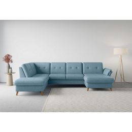 Sit & More sit&more Wohnlandschaft &raquo;G&ouml;teborg&laquo; inkl. Sitztiefenverstellung, wahlweise mit Bettfunktion & Bettkasten blau B/H/T: 327cm x 90cm x 226cm, Flachgewebe 