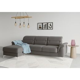 Sit & More sit&more Ecksofa &raquo;Sinatra L-Form&laquo; mit Recamiere, optinal mit Kopfteilverstellung und Armteilfunktion grau 100% Polyester B/H/T: 258cm x 85cm x 170cm, 