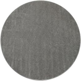 Paco Home Teppich &raquo;Porto 890&laquo; rund 13 mm H&ouml;he Kurzflor, Uni-Farben, ideal im Wohnzimmer & Schlafzimmer grau Polypropylen &Oslash; 160cm 1 Stk., 13mm, &Oslash; 160cm