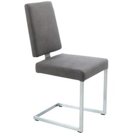 K+w Komfort & Wohnen K+W Komfort & Wohnen Freischwinger () stabiles Hochkantgestell, in Leder oder Microfaser grau B/H/T: 44cm x 96cm x 57cm, Microfaser Struktur 755