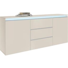 Home Affaire Sideboard &raquo;Magic, Kommode, Schrank, Stauraumschrank&laquo; Hochwertiger Aluminiumgriff, 2 T&uuml;ren, 3 Schubk&auml;sten,B/T/H 180&times;40&times;81 cm B/H/T: 180cm 
