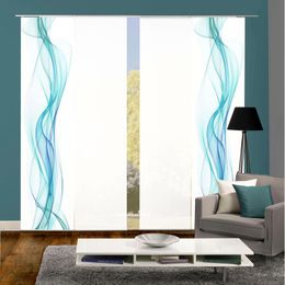 Home Wohnideen Schiebegardine &raquo;4ER SET HAZE&laquo; Paneelwagen 4 Stk. tlg. HxB: 245x60, Schiebevorhang 4er Set Digitaldruck blau Polyester 245cm, 