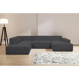 WERK2 Wohnlandschaft &raquo;Zeus-U 330 x 263 cm modern und bequem&laquo; Cord, U-Form, XXL grau 90% Polyester, 10% Nylon B/H/T: 330cm x 70cm x 263cm, Cord, 