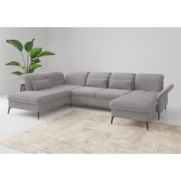 Sit & More sit&more Wohnlandschaft &raquo;Emely, inkl. Sitztiefenverstellung&laquo; wahlweise mit Schlaffunktion,Bettkasten,Kopf- & Armteilverstellung grau 100% Polyester B/