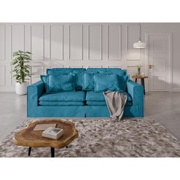 Home Affaire 4-Sitzer &raquo;ALISSAS mit vielen Kissen, Biesen an den Kissen&laquo; Hussenoptik, mit kleinen Taschen an der Seite zum Verstauen blau 92% Polyester