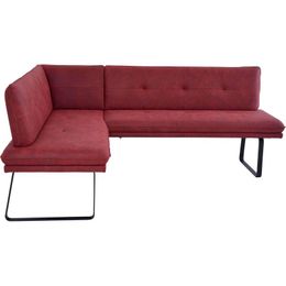 K+w Komfort & Wohnen K+W Komfort & Wohnen Eckbank 1 Stk. tlg. Polstereckbank in Spitzkissenoptik, Sitz und R&uuml;cken gesteppt rot B/H/T: 157cm x 87cm x 207cm, Microfaser 785