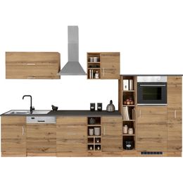 KOCHSTATION K&uuml;chenzeile &raquo;KS-Colmar&laquo; mit E-Ger&auml;ten, Breite 360 cm braun B/H/T: 360cm x 60cm