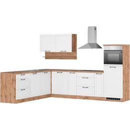 KOCHSTATION Winkelk&uuml;che &raquo;KS-Lana&laquo; Stellbreite 240/300 cm, wahlweise mit E-Ger&auml;ten wei&szlig; B/H/T: 240cm x 200cm x 300cm,mit Induktionskochfeld