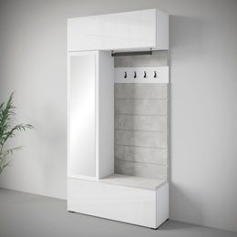Home Affaire Garderoben-Set &raquo;TEJO&laquo; Komplett-Set, mit Spiegel und gepolsterte Sitzbank, 1 Stk. tlg. wei&szlig; Holzwerkstoff B/H/T: 115cmcm x 231,9cmcm x 