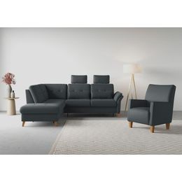 Sit & More sit&more Ecksofa &raquo;G&ouml;teborg&laquo; inkl. Sitztiefenverstellung, wahlweise mit Bettfunktion & Bettkasten grau B/H/T: 250cm x 90cm x 226cm, Luxus-Microfaser 