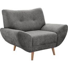 Home Affaire Sessel &raquo;Basta komfortable Wellenunterfederung, Breite 111cm&laquo; grau 100% Polyester Microfaser, gepolstert,Sessel, B/H/T: 111cm x 82cm x 