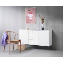 Sideboard &raquo;Mistral, Hochwertig Schrank, h&auml;ngend/stehend montierbar&laquo; mit T&uuml;ren und Schubladen, B: 133 cm, anpassungsbar Designm&ouml;bel wei&szlig; B/H/T: 133cm x