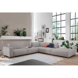 Musterring Ecksofa &raquo;LUCIA L-Form&laquo; in vielen Qualit&auml;ten und 4 verschieden N&auml;hten silber Flachgewebe FLORIS (100% Polyester);Flachgewebe VALMONT (60% Baumwolle/ 40