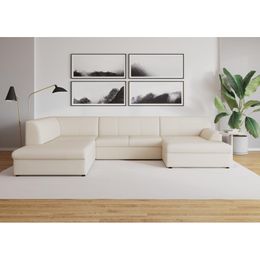 DOMO collection Wohnlandschaft &raquo;Topper, elegant und zeitlos, komfortabel, U-Form&laquo; wahlweise mit Bettfunktion beige B/H/T: 320cm x 78cm x 213cm, 