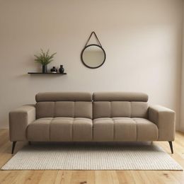 DOMO collection 2-Sitzer &raquo;Trento, mit Kufenfu&szlig; oder Einzelfu&szlig;&laquo; whlw. verstellbare Kopfteile, passend f&uuml;r g&auml;ngige Saugroboter grau 92% Polyester, 8% 
