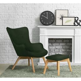 Home Affaire Sessel &raquo;Nicko&laquo; wahlweise mit und ohne Hocker gr&uuml;n 100% Polyester Struktur fein, incl. Hocker, B/H/T: 71cm x 96cm x 86cm