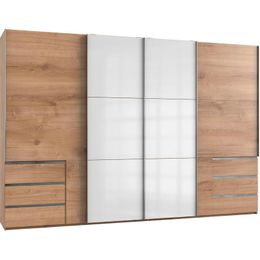 wimex Schwebet&uuml;renschrank &raquo;Level by fresh to go&laquo; mit Glast&uuml;ren und Synchron&ouml;ffnung braun B/H/T: 350cm x 236cm x 65cm, Schubladen: 6 Stk. T&uuml;ren: 4 Stk.
