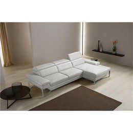 Egoitaliano Ecksofa &raquo;Princess, elegantes Designsofa mit erstklassigem Sitzkomfort, L-Form&laquo; mit Recamiere, inkl. Kopfteilverstellung, edle Designmetallf&uuml;&szlig;e grau 