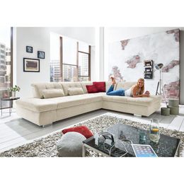 Die PlanBar Ecksofa &raquo;MP-IN17004 L-Form, Breite 323 cm, mit Federkern-Polsterung&laquo; inkl. Sitztiefenverstellung, wahlweise weitere Funktionen beige 100% 