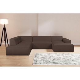 WERK2 Wohnlandschaft &raquo;Zeus-U 330 x 263 cm modern und bequem&laquo; Struktur fein+weich, U-Form, XXL braun 100% PES B/H/T: 330cm x 70cm x 263cm, Struktur 